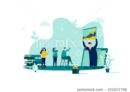 Coaching concept in flat style. Business coach... - Stock Illustration ...
