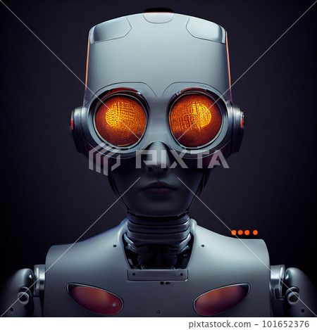 Artificial sentient being. Cyber lady robot...-插圖素材 [101652376] - PIXTA圖庫