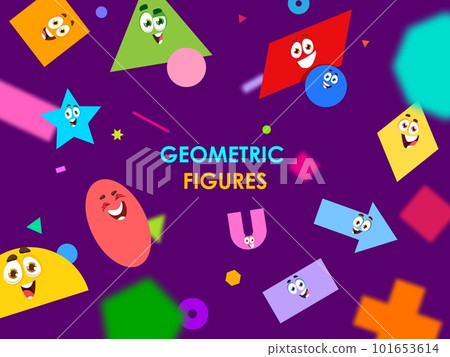 Math shape characters background with cartoon...-插圖素材 [101653614] - PIXTA圖庫