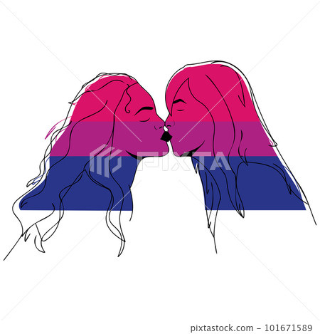 Bisexual couple kissing. Pride month. - Stock Illustration [101671589 ...