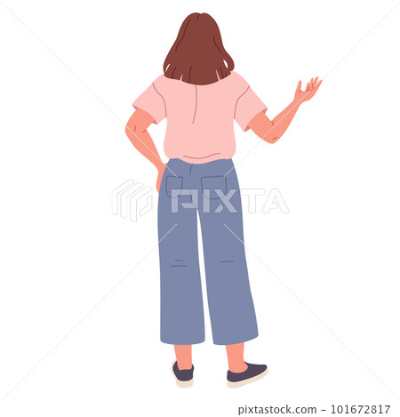 Woman Standing Side White Background