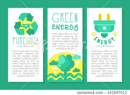 Pure green energy card templates set. Brochure,... - Stock Illustration ...