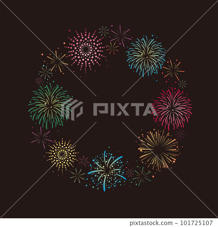 colorful fireworks frame - Stock Illustration [101725107] - PIXTA