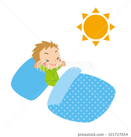 Illustration of a cute boy who wakes up in the... - Stock Illustration ...