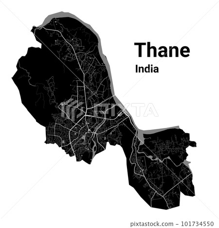 Thane map. Detailed black map of Thane city... - Stock Illustration ...