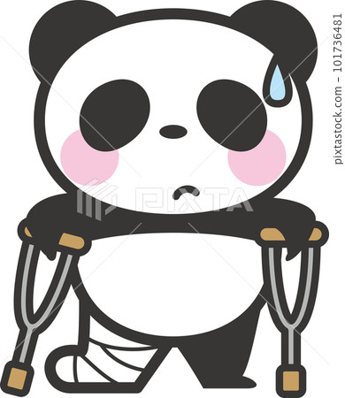 Panda character standing with crutches - Stock Illustration [101736481 ...