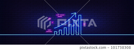 Neon light glow effect. Graph line icon. Column... - Stock Illustration ...