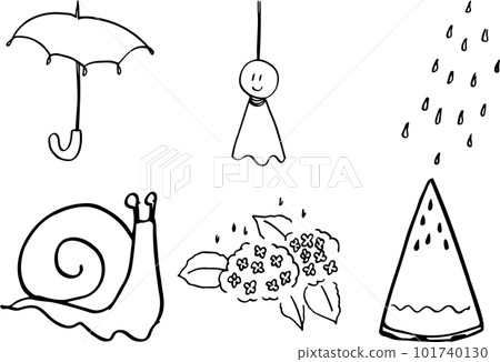 Six types of June cartoon hand-drawn - Stock Illustration [101740130 ...
