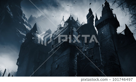 Dark fantasy castle generated by AI - Stock Illustration [101746497 ...