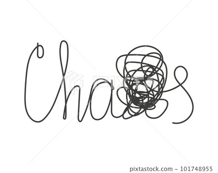 The word chaos is handwritten, simple graphic... - Stock Illustration ...