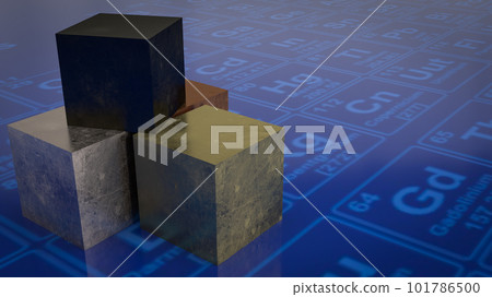 The Metal cube on periodic table for education... - Stock Illustration ...