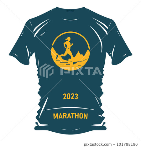 Marathon t-shirt design slim-fitting with round... - Stock Illustration ...