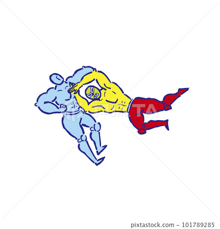 Flying cross chop professional wrestling... - Stock Illustration ...