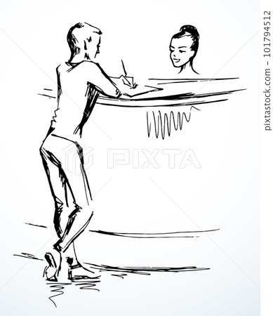 The person at the reception desk. Vector drawing - Stock Illustration ...