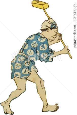 man swinging a mallet - Stock Illustration [101814278] - PIXTA