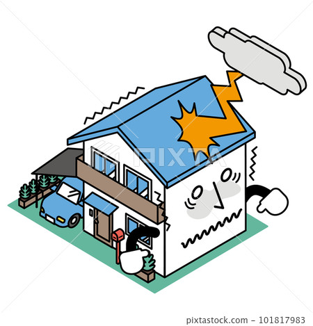 Isometric illustration of a house damaged by... - Stock Illustration ...