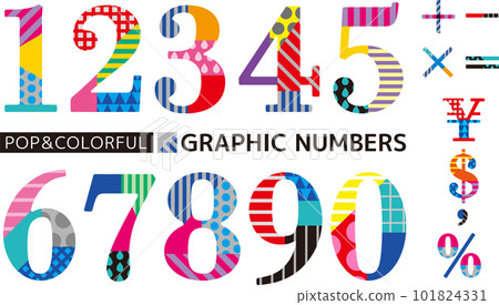 Pop patterned numbers _ multicolor Mincho - Stock Illustration ...