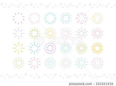 Set of 20 fireworks icons Pastel colored... - Stock Illustration ...