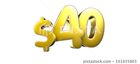 40 dollar figure gold 3D. - Stock Illustration [101835803] - PIXTA