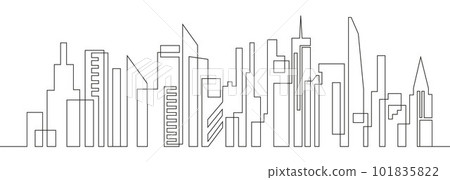 Continuous line drawing of house, residential... - Stock Illustration ...