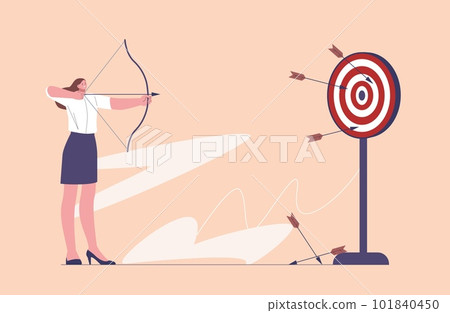 Woman shoot target with arrows. Aim vision,... - Stock Illustration ...
