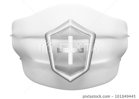 3d hygienic mask with shield symbol icon to... - Stock Illustration ...