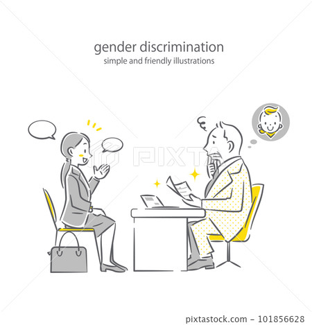 Interviewer reluctant to hire women Job hunting... - Stock Illustration ...
