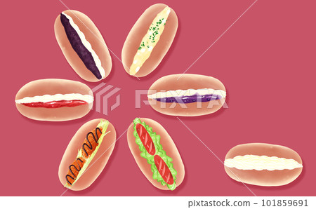 Illustration material ・ Koppepan 7 types set... - Stock Illustration ...
