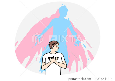 Man soul rising and leaving human body - Stock Illustration [101861008 ...