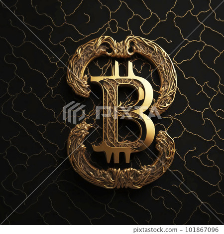 Luxurious bitcoin logo with golden patterns and... - Stock Illustration ...