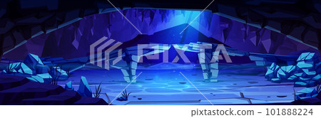 Cartoon underwater cave with stone bridge - Stock Illustration ...