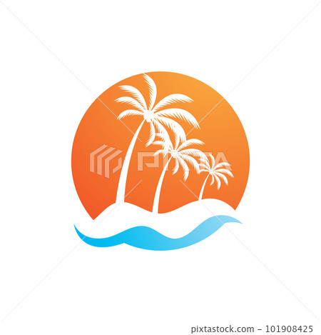Tropical island illustration design template - Stock Illustration ...