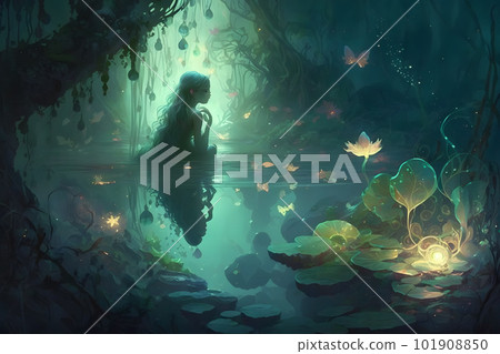 Beautiful young fairytale nymph girl in natural...-插圖素材 [101908850 ...