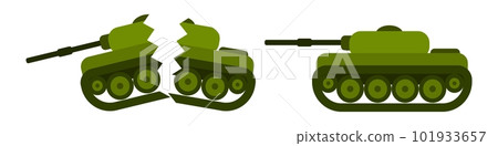 tanks in flat style broken and whole. vector image - Stock Illustration ...