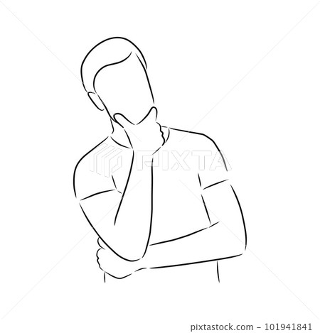 Man thinks, vector. Hand drawn sketch. - Stock Illustration [101941841 ...