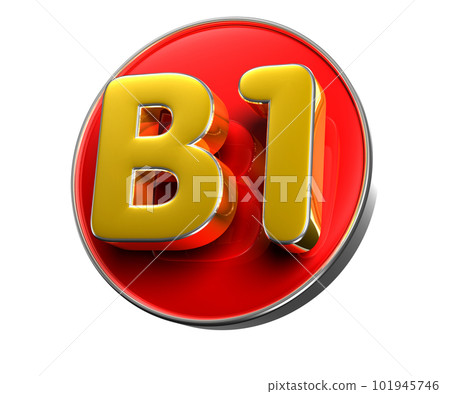 Letter B1 golden yellow in red circle 3D... - Stock Illustration ...