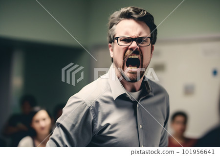 Angry teacher in a classroom. Generative AI - Stock Illustration ...