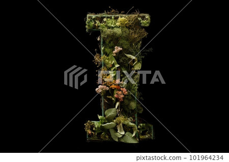 I alphabet letter made out of leaves plants and... - Stock Illustration ...