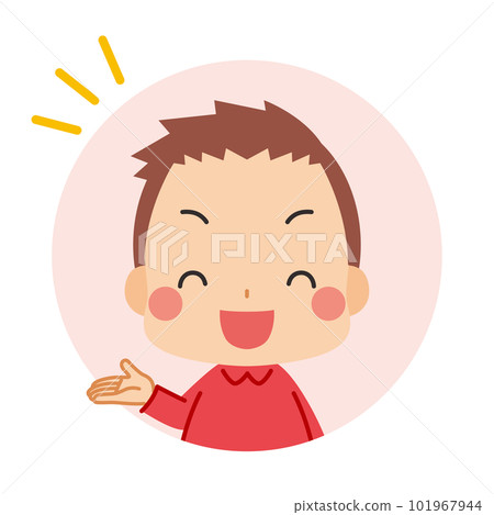 Icon of a cute boy explaining with a smile... - Stock Illustration ...