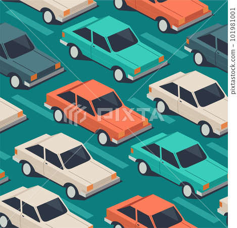 Urban cars seamless texture. Isometric cars.... - Stock Illustration ...
