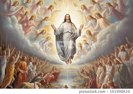 An illustration of the ascension day of Jesus... - Stock Illustration [101998610] - PIXTA
