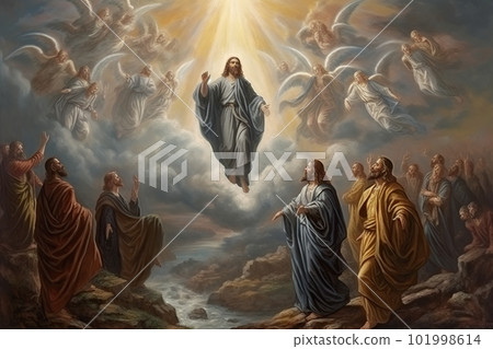 An illustration of the ascension day of Jesus... - Stock Illustration [101998614] - PIXTA