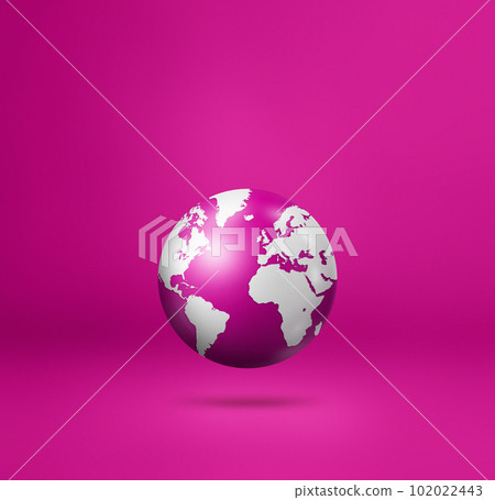 World globe, earth map, isolated on pink.... - Stock Illustration ...
