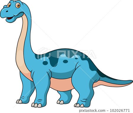 Cute little brontosaurus cartoon on white... - Stock Illustration ...