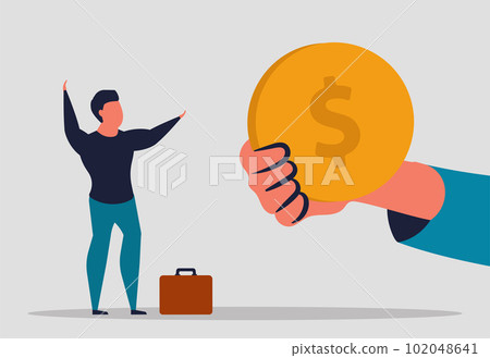 Getting paid or paid for work. A large hand... - Stock Illustration ...