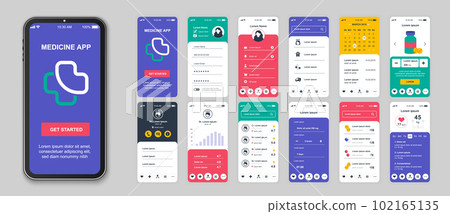 Pharmacy mobile app screens set for web... - Stock Illustration ...