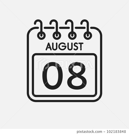 Icon page calendar day - 8 August-插圖素材 [102183848] - PIXTA圖庫