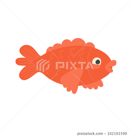 Cute red fish. Vector cartoon illustration for... - Stock Illustration ...