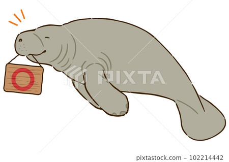 Manatee with a circle mark - Stock Illustration [102214442] - PIXTA