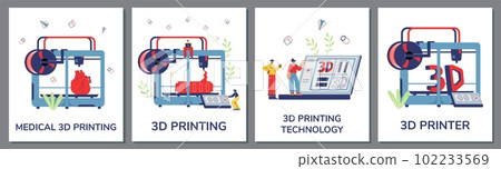 3D printing or additive technology posters set,... - Stock Illustration ...